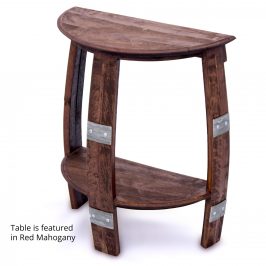 Wine Barrel Half Round End Table With Metal Bands